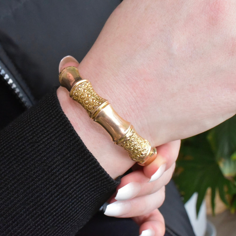 Antique Edwardian Australian 9ct Gold Bamboo Bangle By Willis And Sons