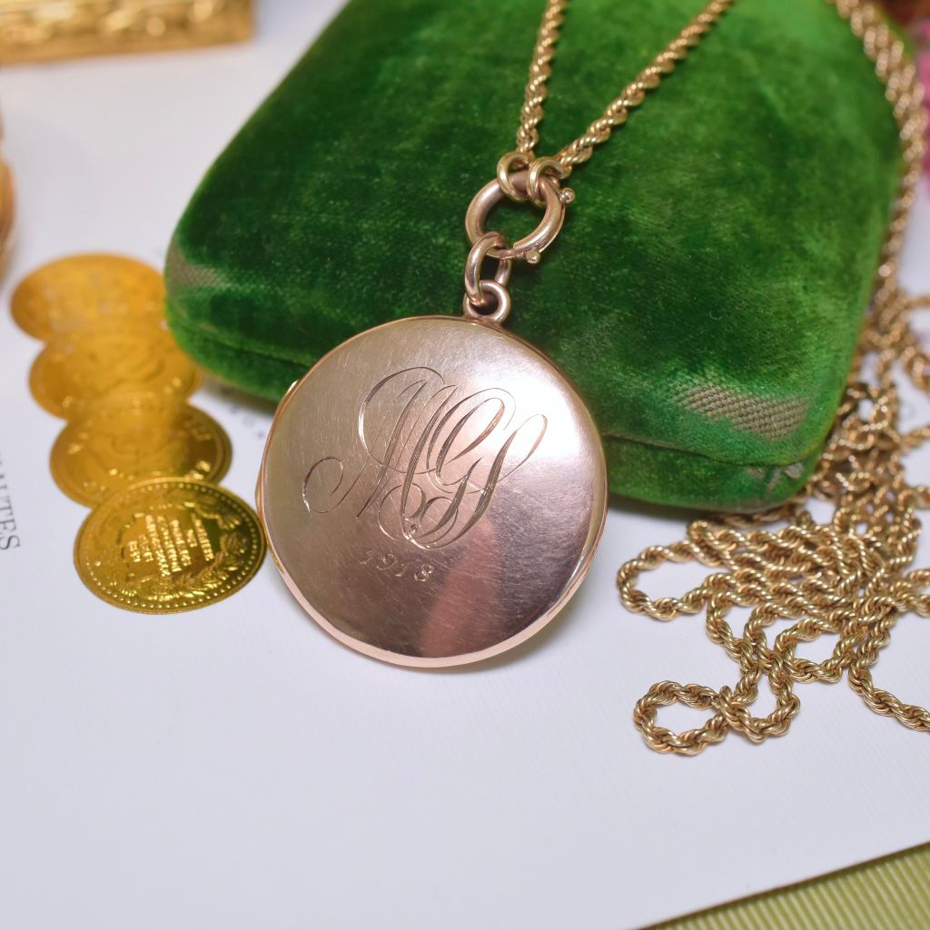 Antique Australian Art Deco 9ct Rose Gold Locket By Charles R. Forster
