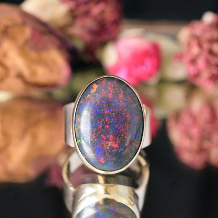 Vintage 9ct Yellow Gold Andamooka Matrix Opal Ring