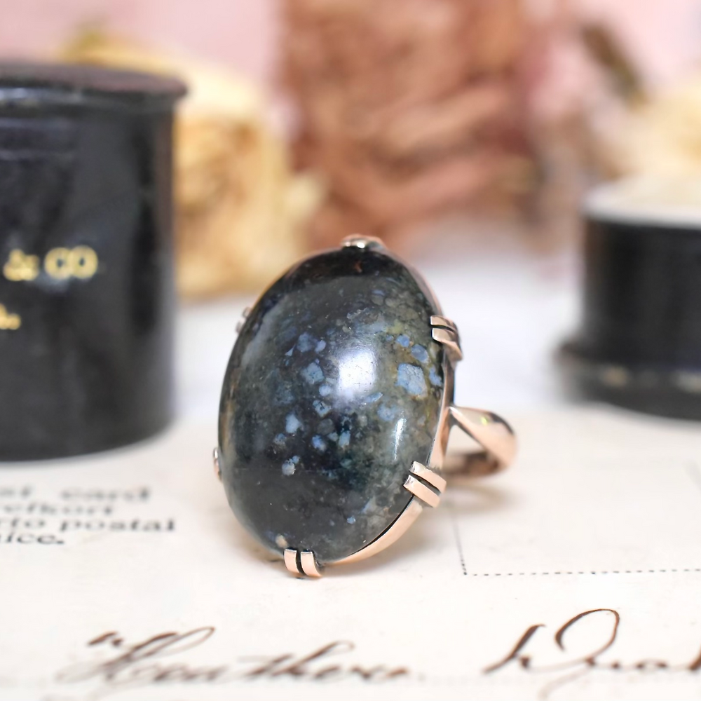 Antique Australian 9ct Rose Gold And Rhyolite Ring By J.R Rowland - 18