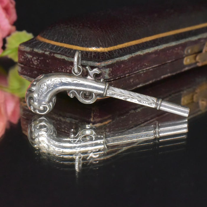 Antique Victorian Sterling Silver Flint Lock Watch Key Winder Circa 18
