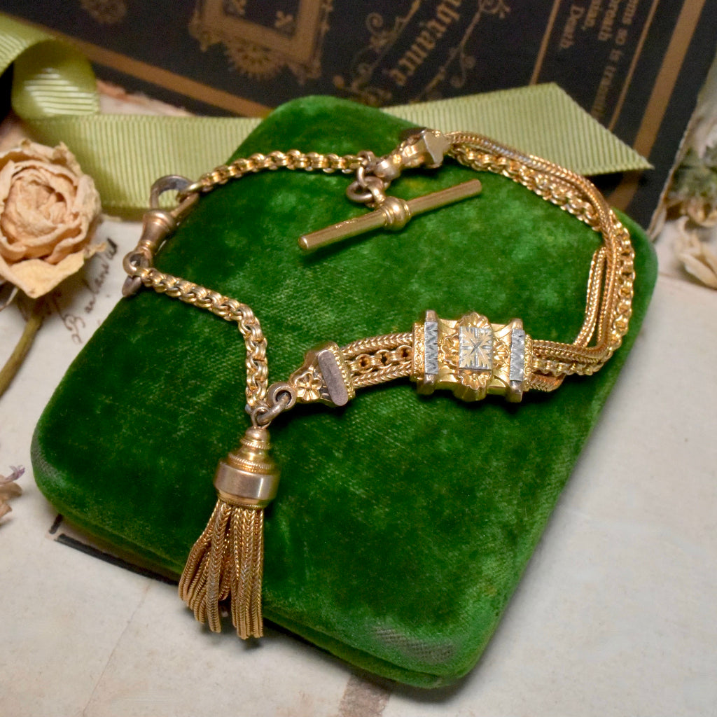 Antique Rolled Gold Bi-Colour Albertina Bracelet By Thomas Hopwood Bir