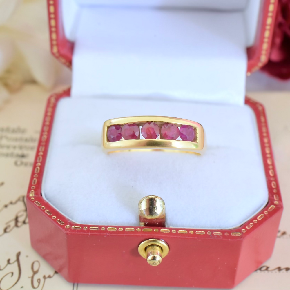 Modern 18ct Yellow Gold And Channel Set Ruby Ring