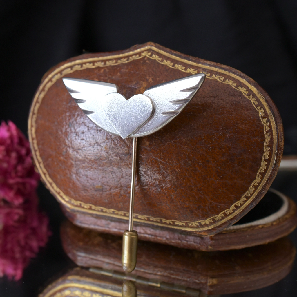 Vintage Sterling Silver Winged Heart Or ‘Sufi Heart’ Stick Pin - 1956