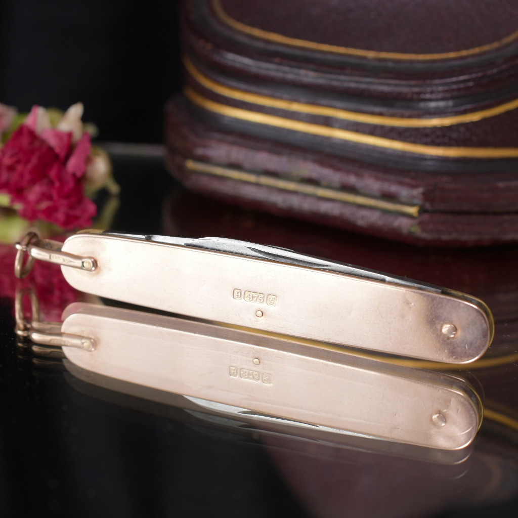 Antique 9ct Rose Gold Folding Pen/Paring Knife By William Manton - Che ...