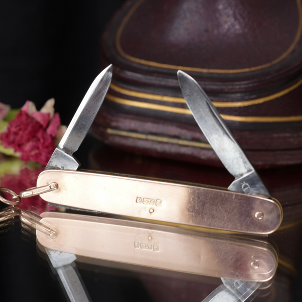 Antique 9ct Rose Gold Folding Pen/Paring Knife By William Manton - Che ...