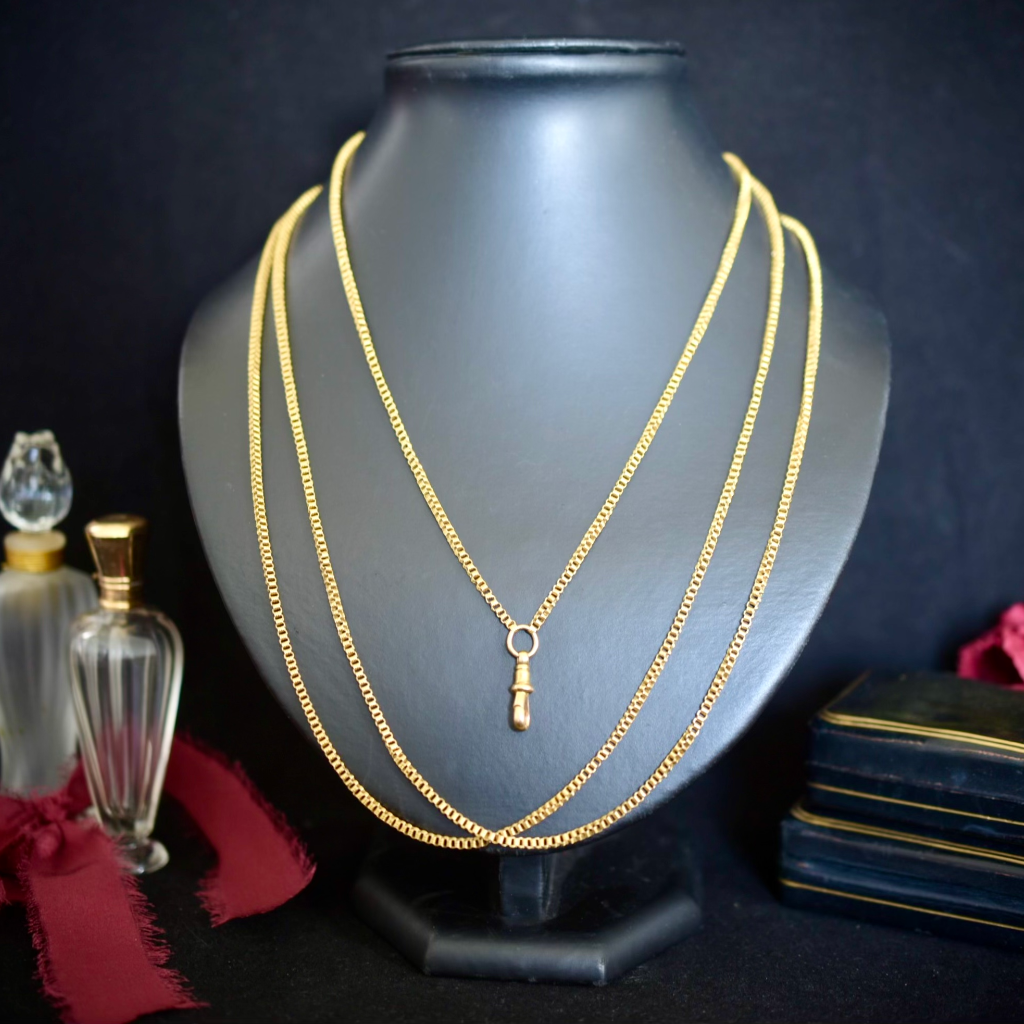 Antique Victorian 15ct Yellow Gold 126cm Guard/Muff Chain Circa 1890-1