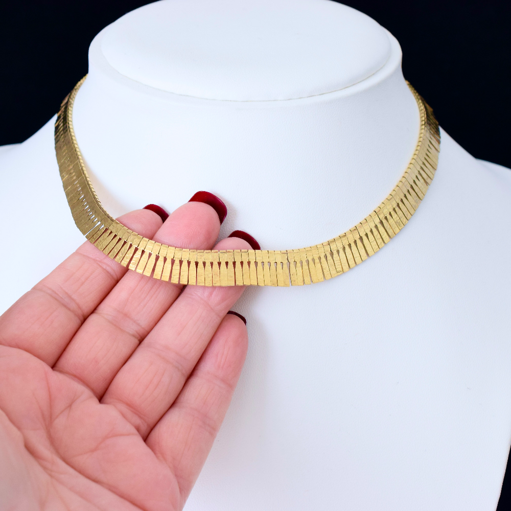 Vintage/Modern 9ct Yellow Gold ‘Cleopatra’ Style Necklace - 24 Grams