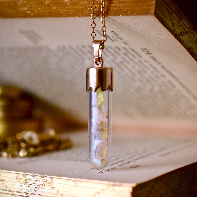 Antique 9ct Rose Gold ‘Floating’ Opal Glass Phial Vial Circa 1890’s